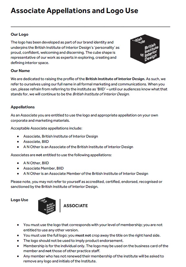 Associate – Appellations and Logo Use | British Institute of Interior ...