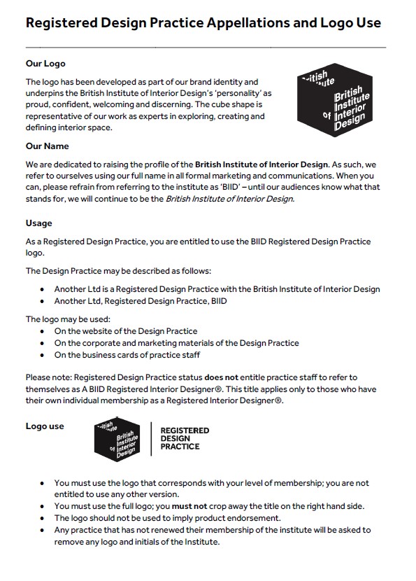 Registered Interior Design Practice – Appellations and Logo Use ...